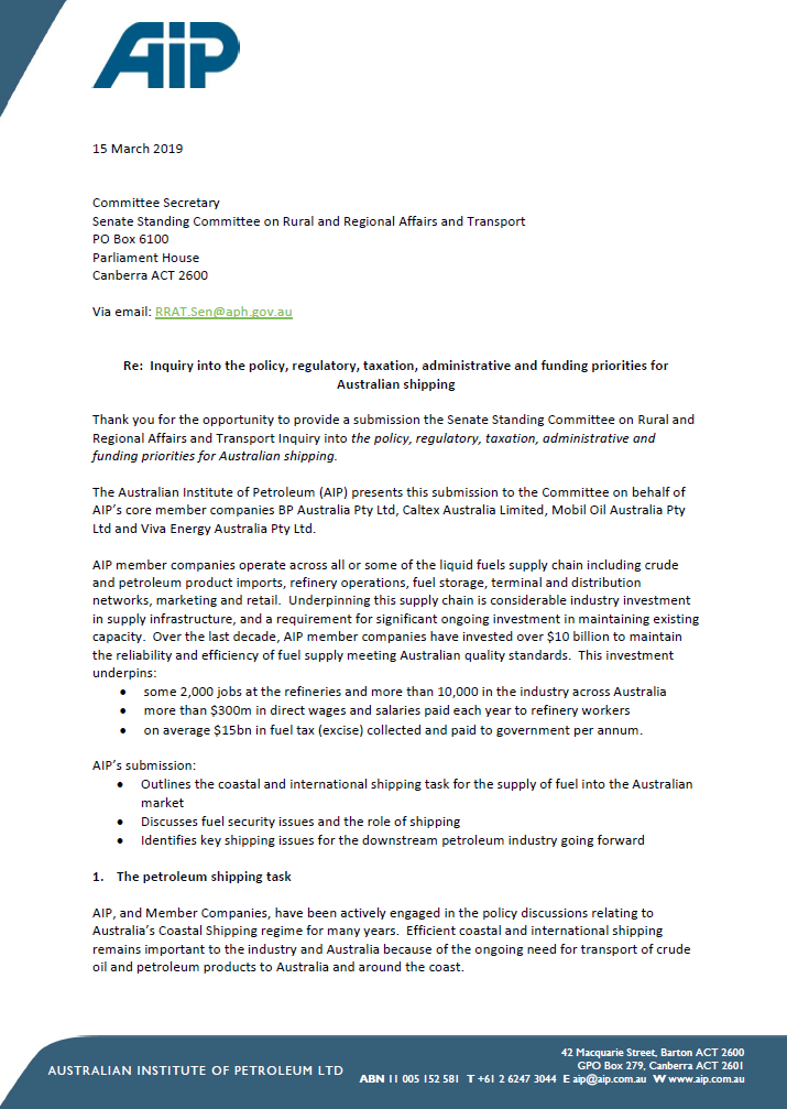 Submission to Senate Regional and Rural Affairs and Transport Committee ... Submission to Senate Regional and Rural Affairs and Transport Committee ...